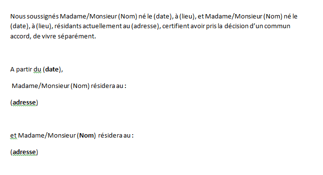 modele de lettre de separation a l amiable modele de lettre de separation a l amiable
