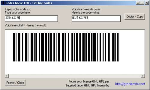 Download Code barre 128