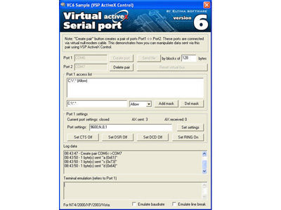 Download Eltima Virtual Serial Port AX Control