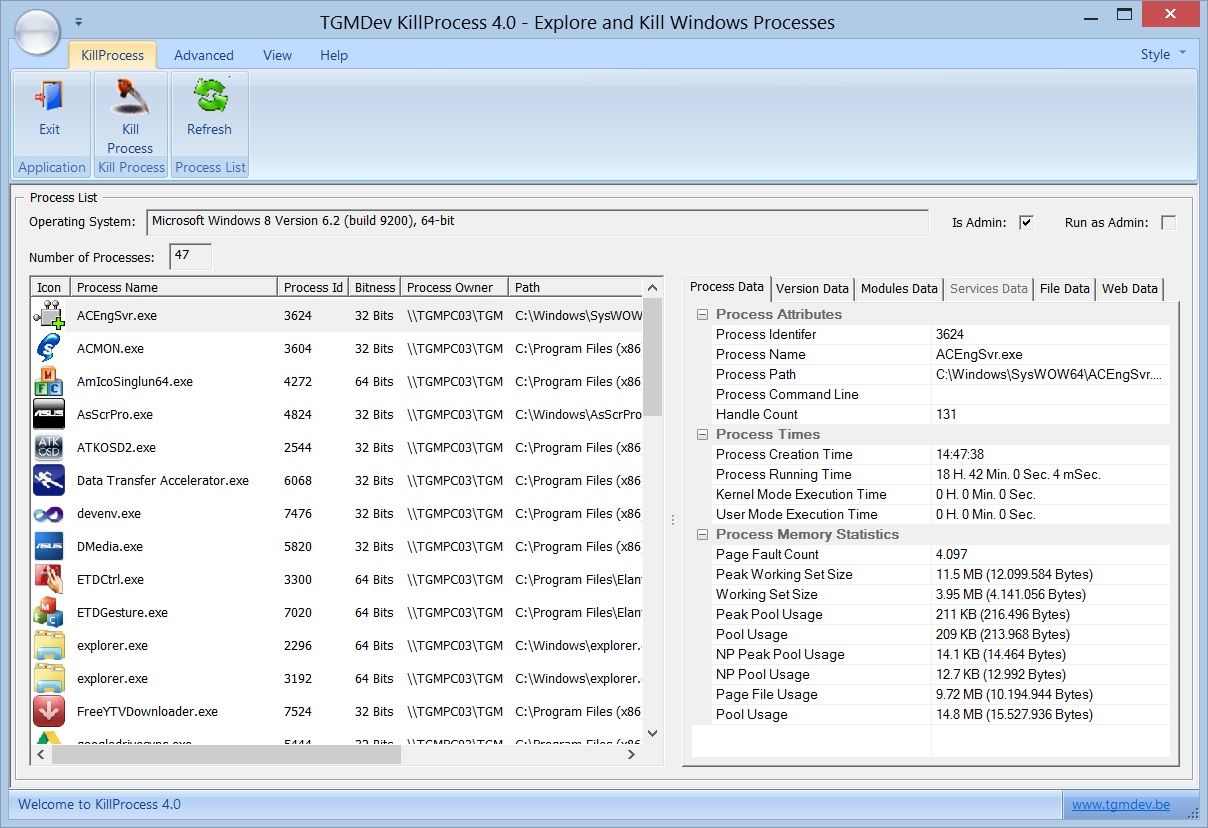 Descargar KillProcess 4.0, a Windows Processes Explorer and Killer