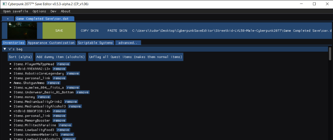 Cyberpunk 2077 Save Editor