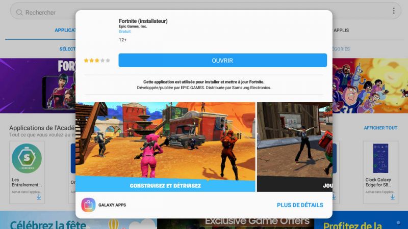 Fortnite Android enfin disponible sur Samsung Galaxy Apps