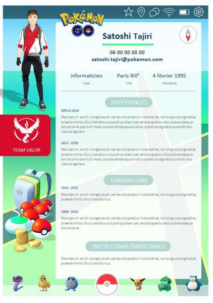 Download Modèle CV Pokemon Go Word