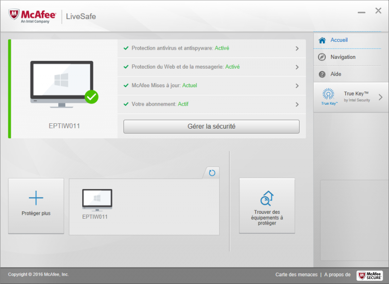 Antivirus test: McAfee LiveSafe 2017 - Logitheque English