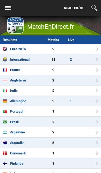 Résultats Foot en Direct Android
