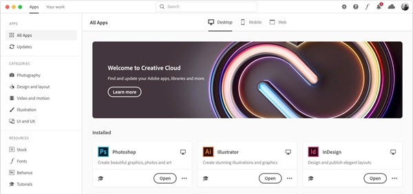 Adobe lance une nouvelle version de son logiciel de bureau Creative Cloud