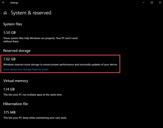Windows 10 "reserve" 7 GB of space on your system - Logitheque English