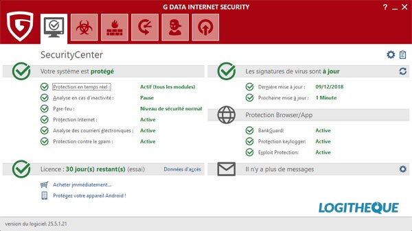 Prueba antivirus: G DATA Internet Security 2019 - Logitheque Español