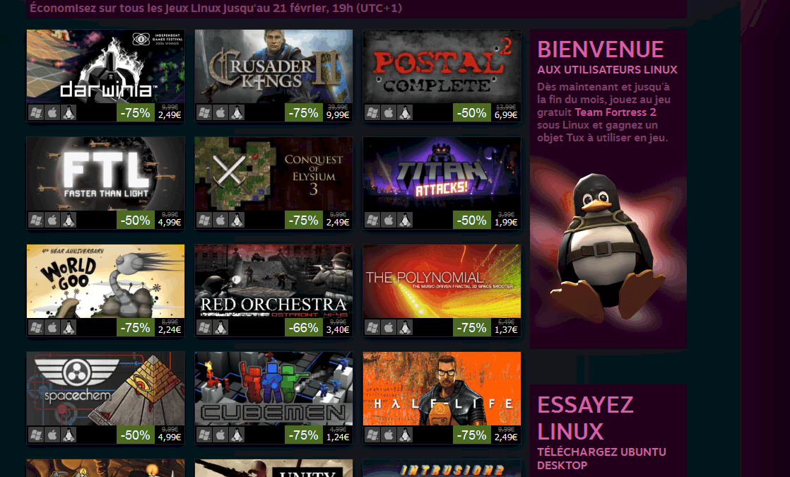 Steam: La version Linux disponible