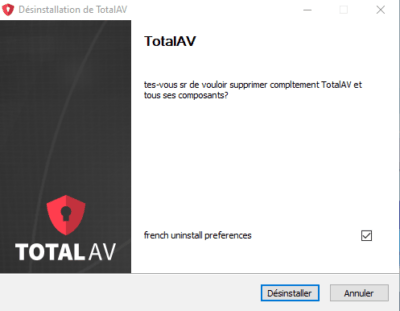Comment désinstaller Total AV sur Windows