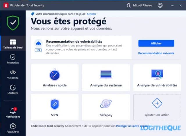 Comparatif antivirus 2021 : test de Bitdefender Total Security