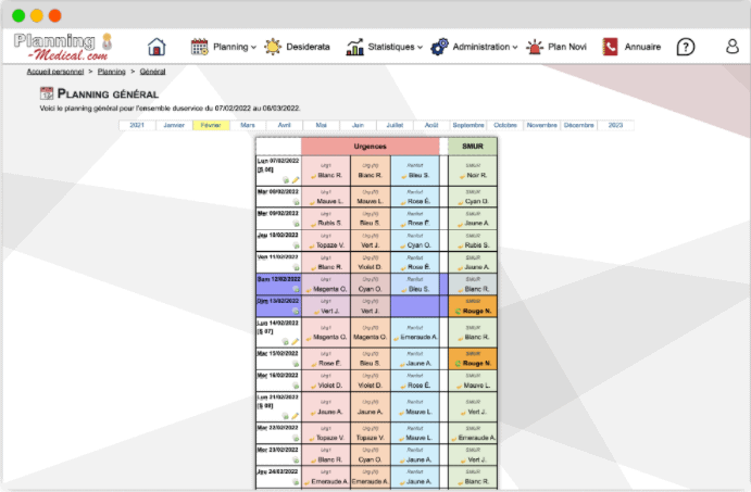 Planning Medical : Indispensable dans un service médical